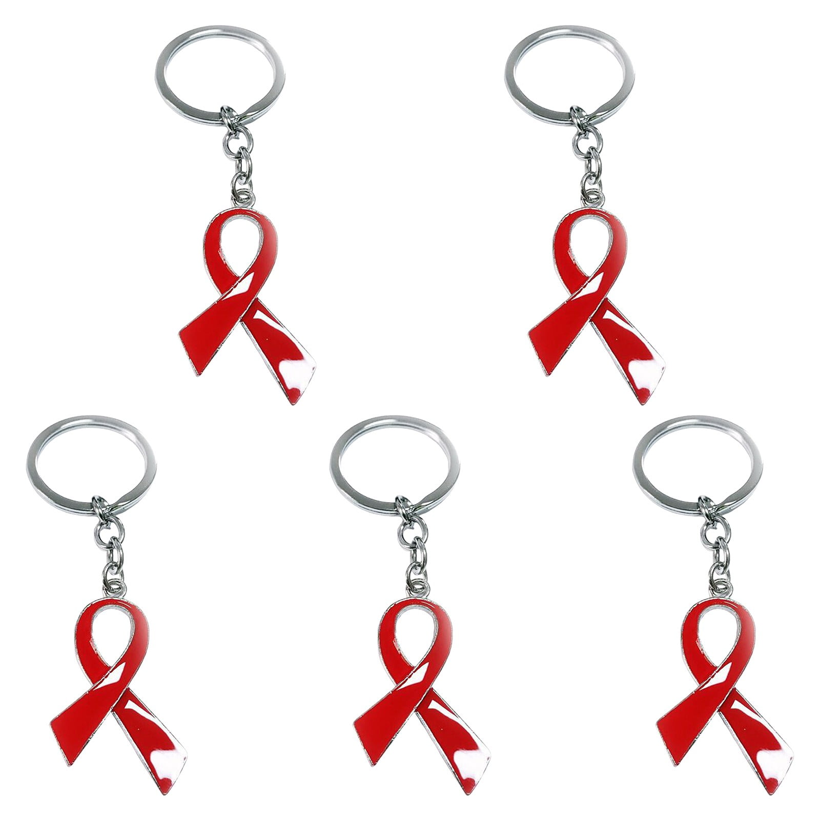 5-Pack Cancer Awareness Ribbon Keychains - Hope Ribbon Key Rings for ...
