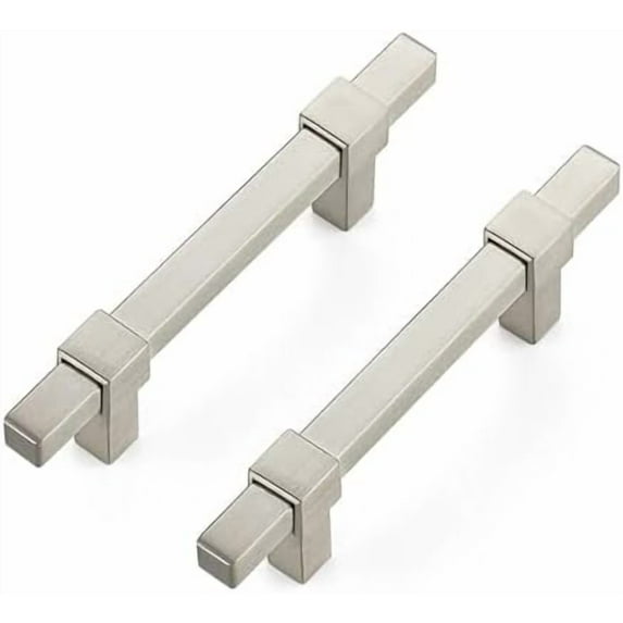 5 Pack Brushed Nickel Cabinet Handles - 3" Hole Center Cabinet Pulls ...