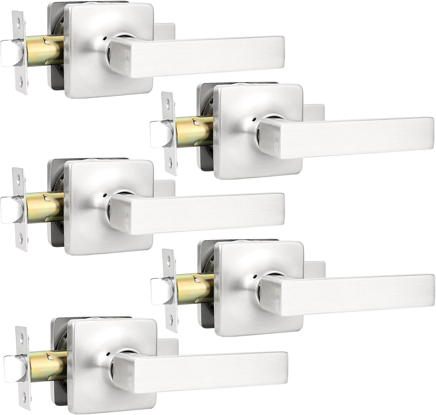5 Pack Brushed Nickel Passage Door Levers Interior Door Handles for ...