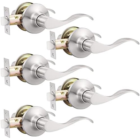 5 Pack Brushed Nickel Passage Door Levers Interior Door Handles for ...