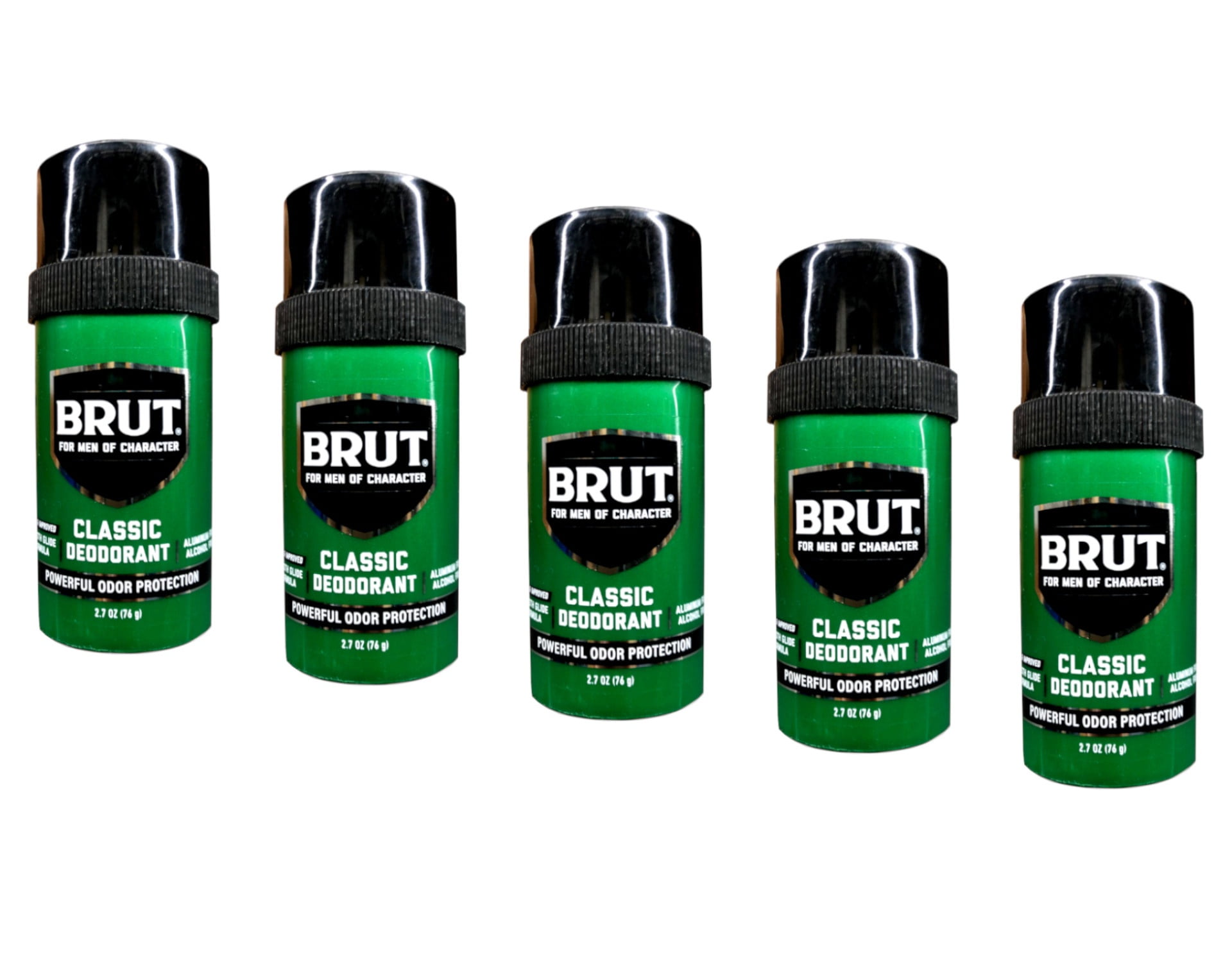 5 Pack - Brut Classic Round Deodorant for Men, Powerful Odor Protection ...