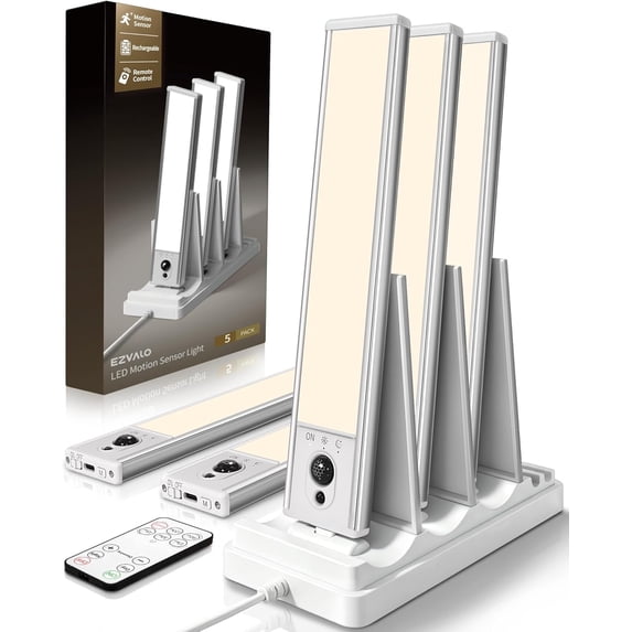 5-Pack Under Cabinet Lighting with Charging Station, 2400mAh Motion ...
