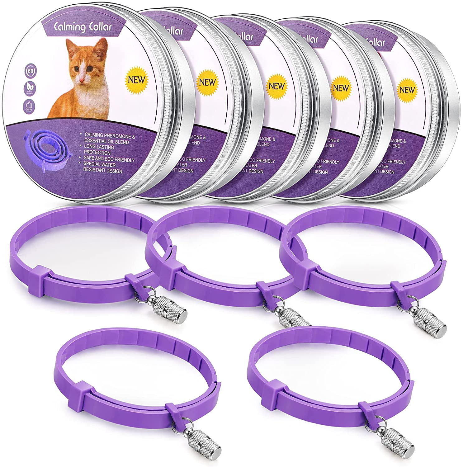 5 Pack Calming Collar for Cats, Calming Pheromone Collar for Cats, Cat ...