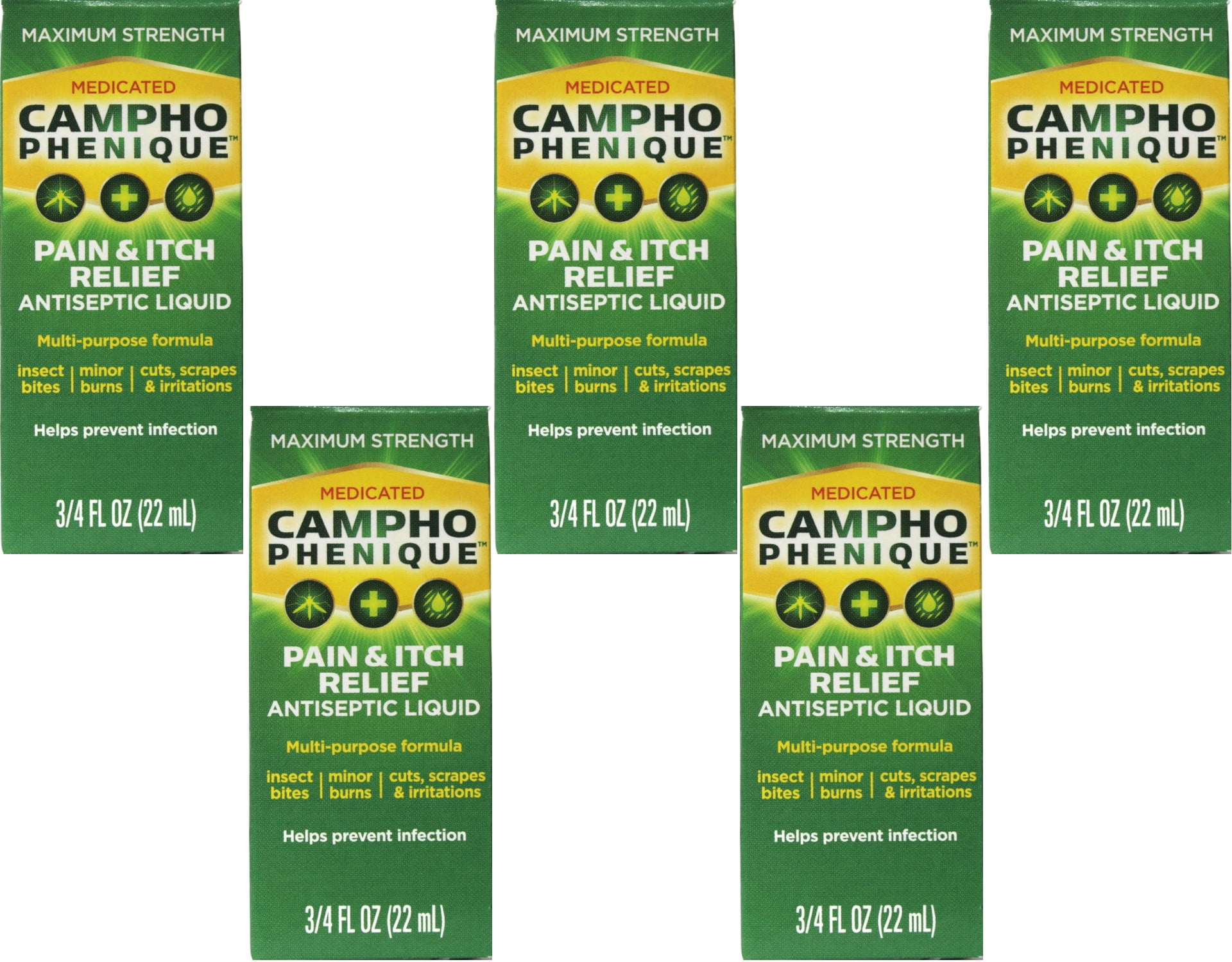 5 Pack - Campho-Phenique Pain Relieving Antiseptic Liquid, 0.75oz Each ...