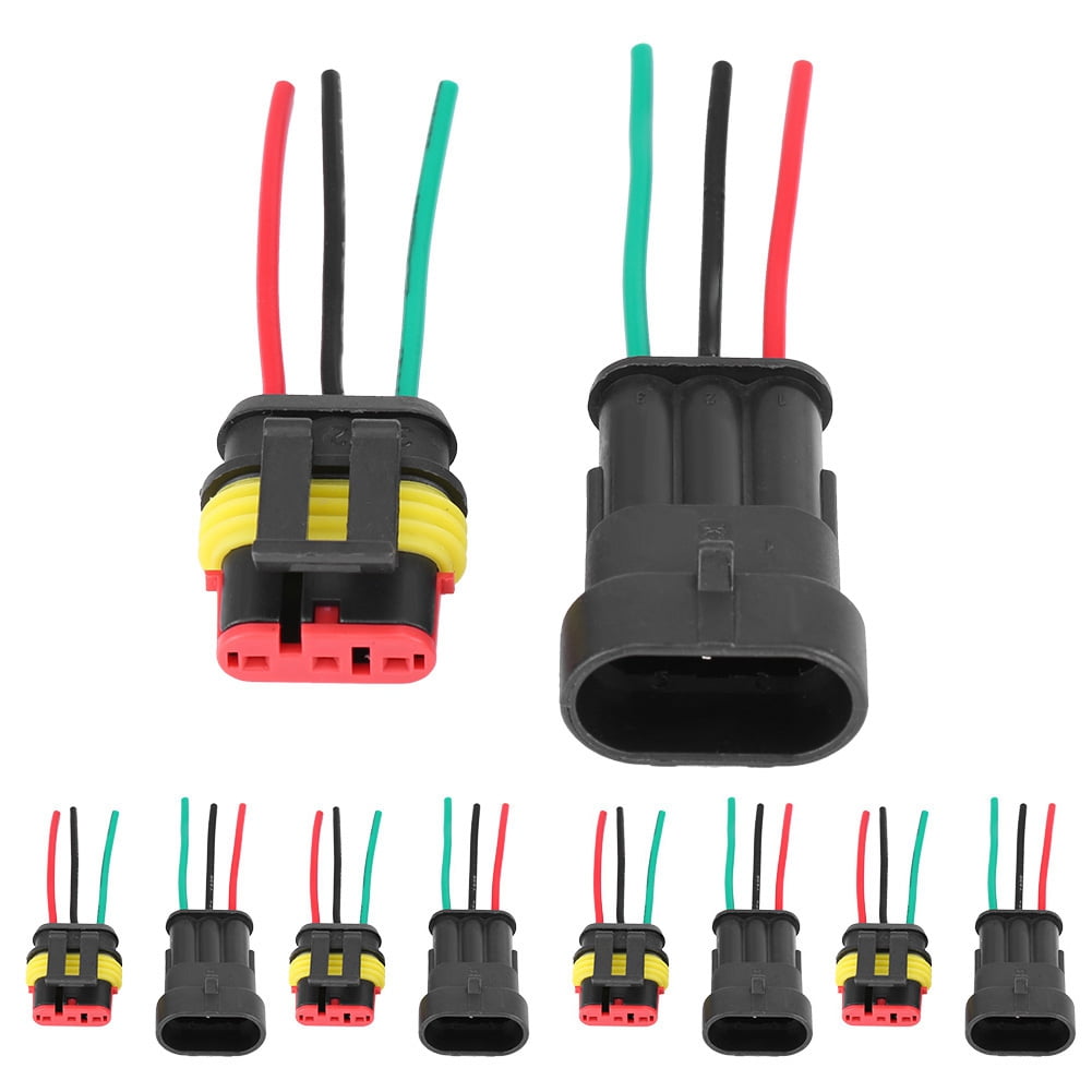 5-Pack Car 3-Pin Waterproof Electrical Connectors - Sealed Auto ...