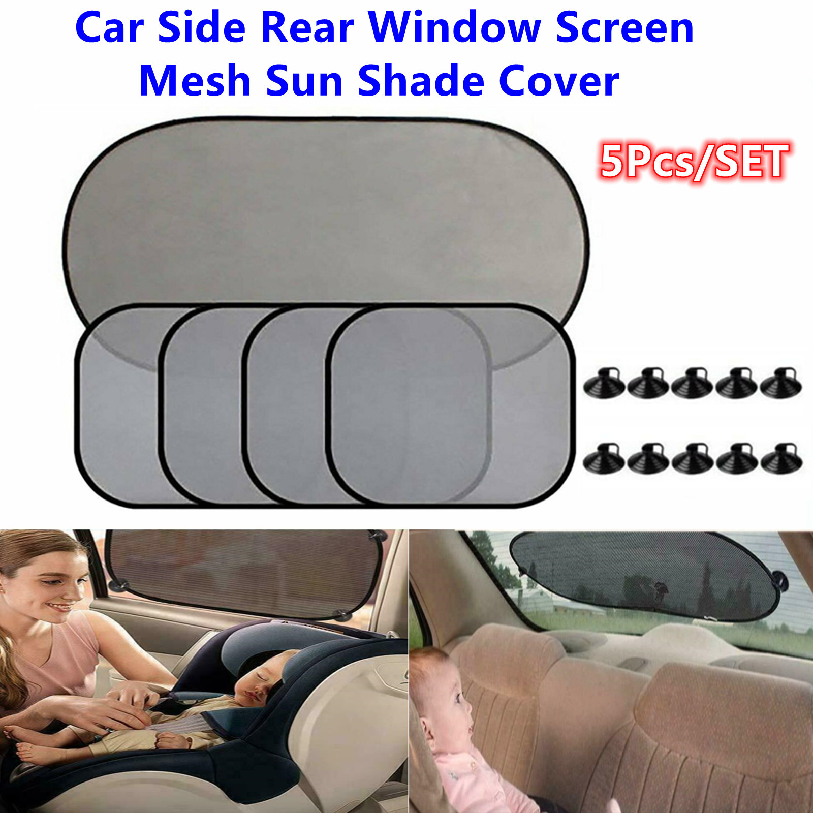5 Pack Car Sun Shades for Side and Rear Window, Car Sunshade Protector ...