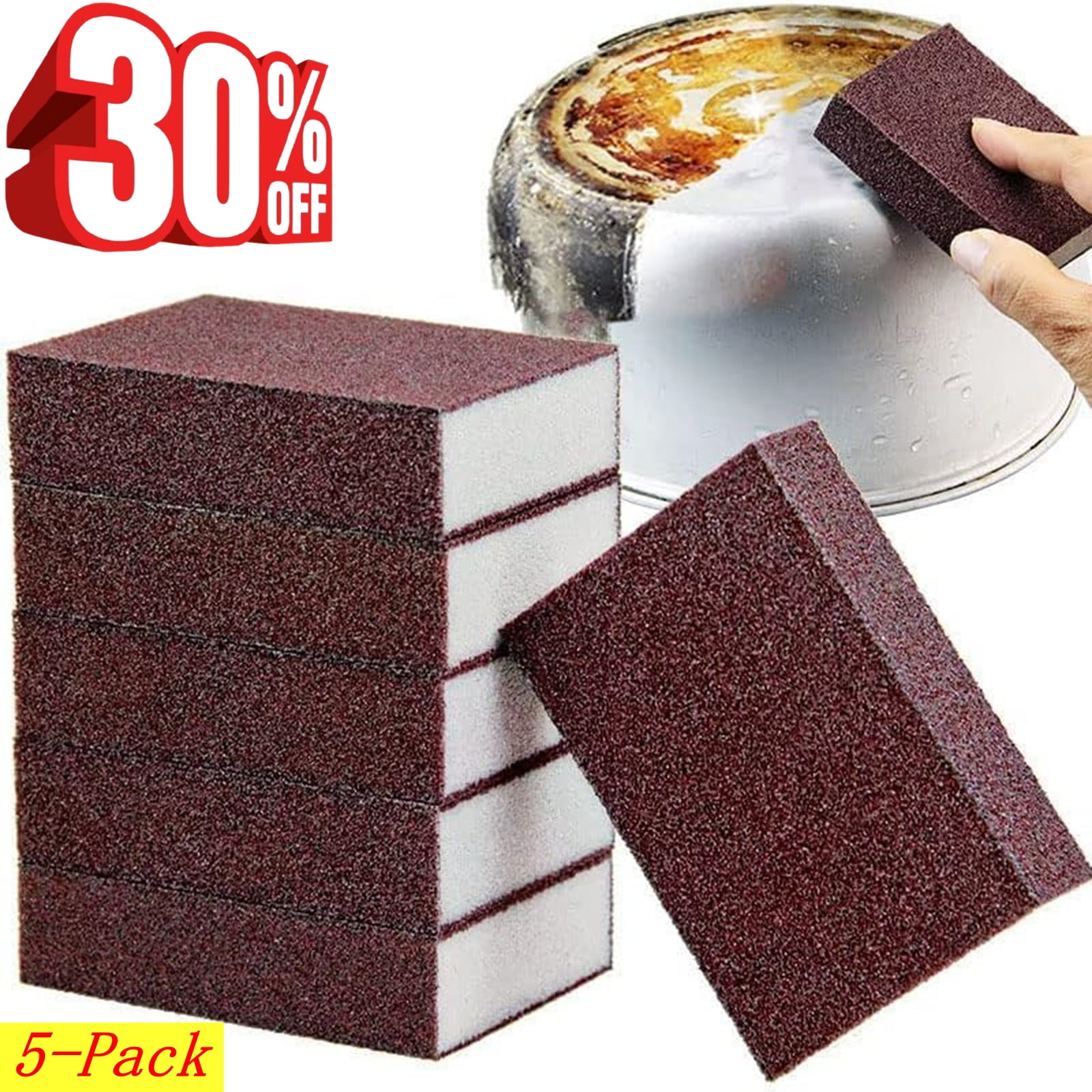 5 Pack Carborundum Sponge, Emery Sponge Brush Eraser Scrub, Kitchen ...