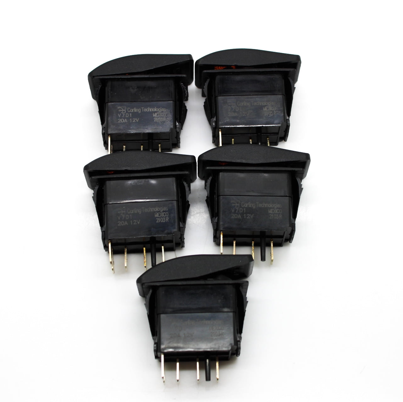 5 Pack Carling Technologies 20A 12VDC Snap-In Rocker Switches V7D1A60B ...