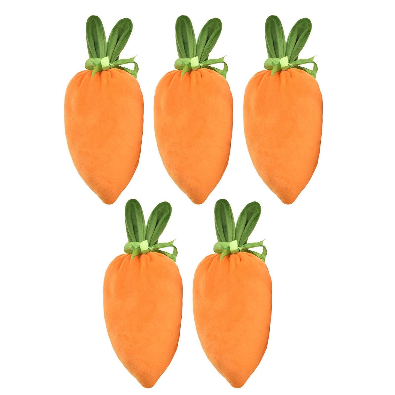 5-Pack Carrot Velvet Gift Bag Set, Small Drawstring Storage Basket for ...