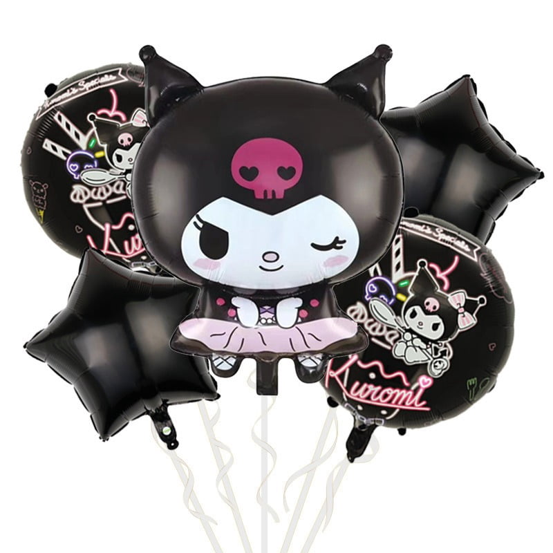 5 Pack Cartoon Anime Foil Balloons, Black devil Cute Anime Theme Family ...