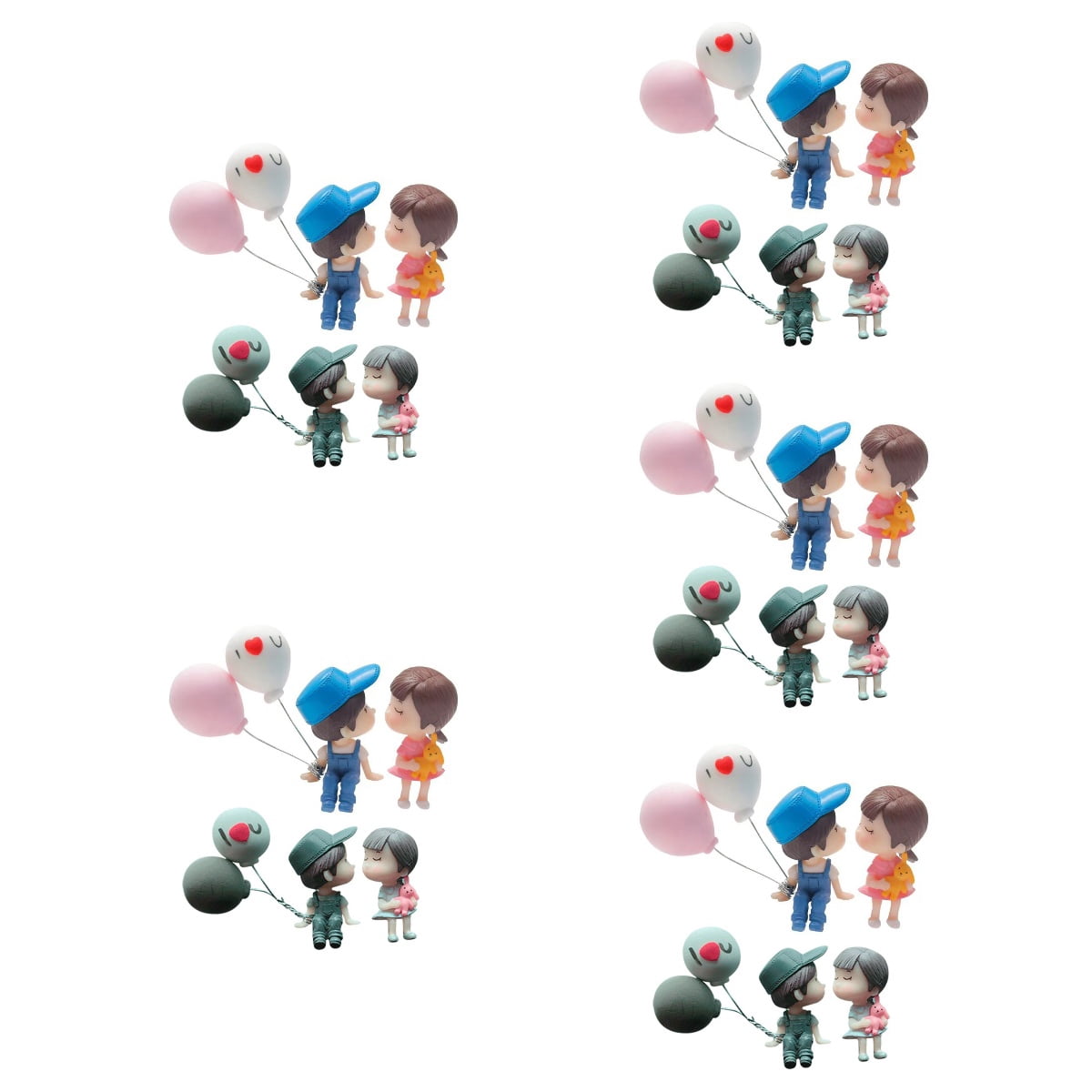 5 Pack Cartoon Couple Crafts Plastic Figurines Stickers Dashboard Toy ...