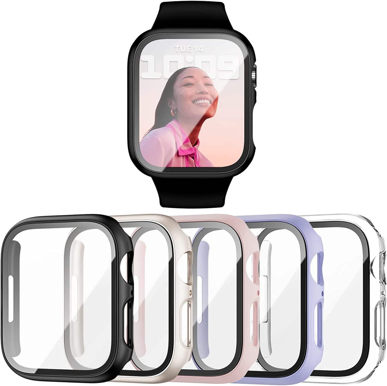 5 Pack Case Compatible for Apple Watch Series 8 & Series 7 45mm with ...