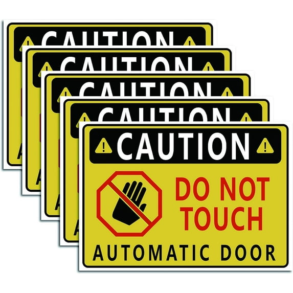 5-Pack Caution Do Not Touch Sticker 7"X10" Do Not Touch Automatic Door ...