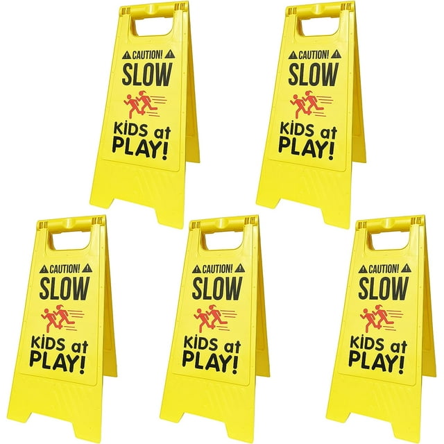 5 Pack Caution! SLOW - KIDS at PLAY! Signs, Double Sided, High ...