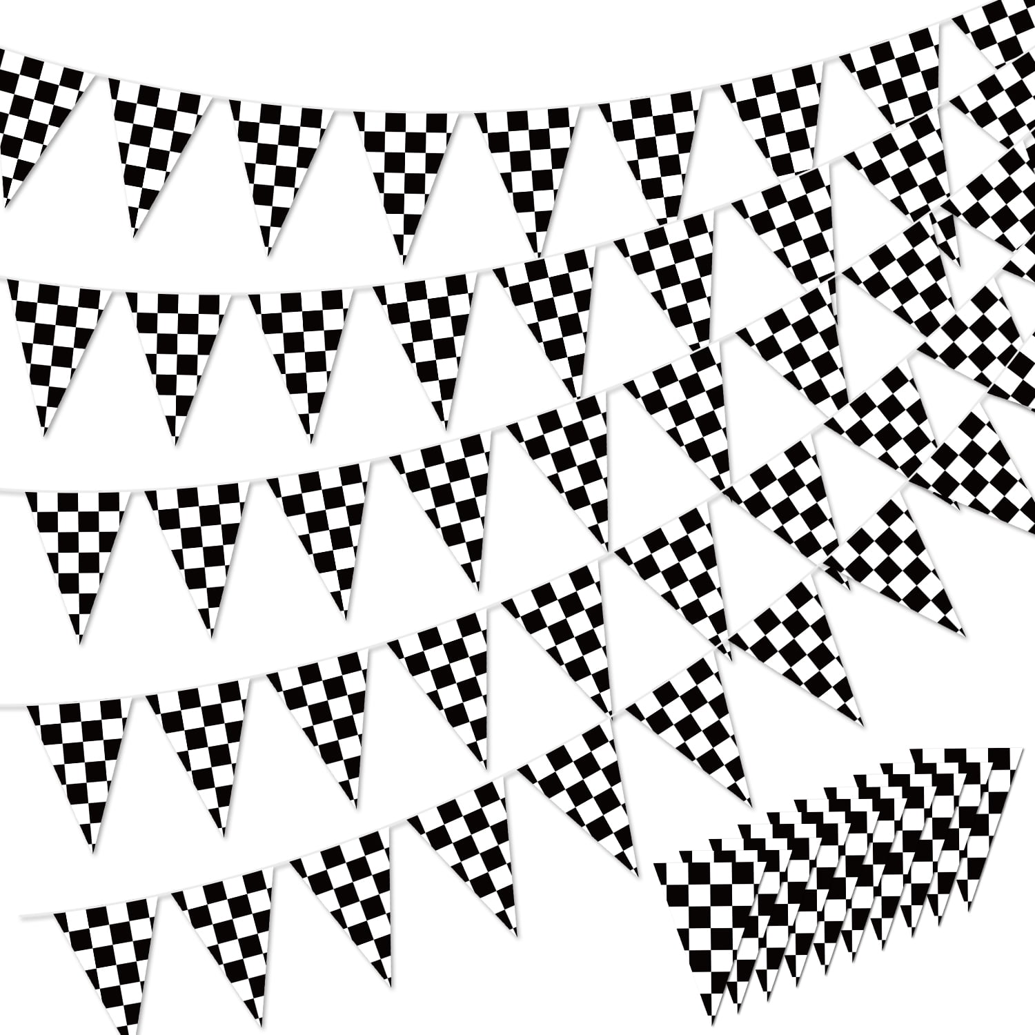 5 Pack Checkered Pennant Banner Flags Racing Birthday Decorations ...