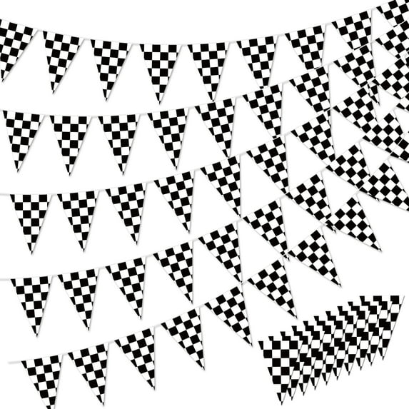 5 Pack Checkered Pennant Banner Flags Racing Birthday Decorations ...