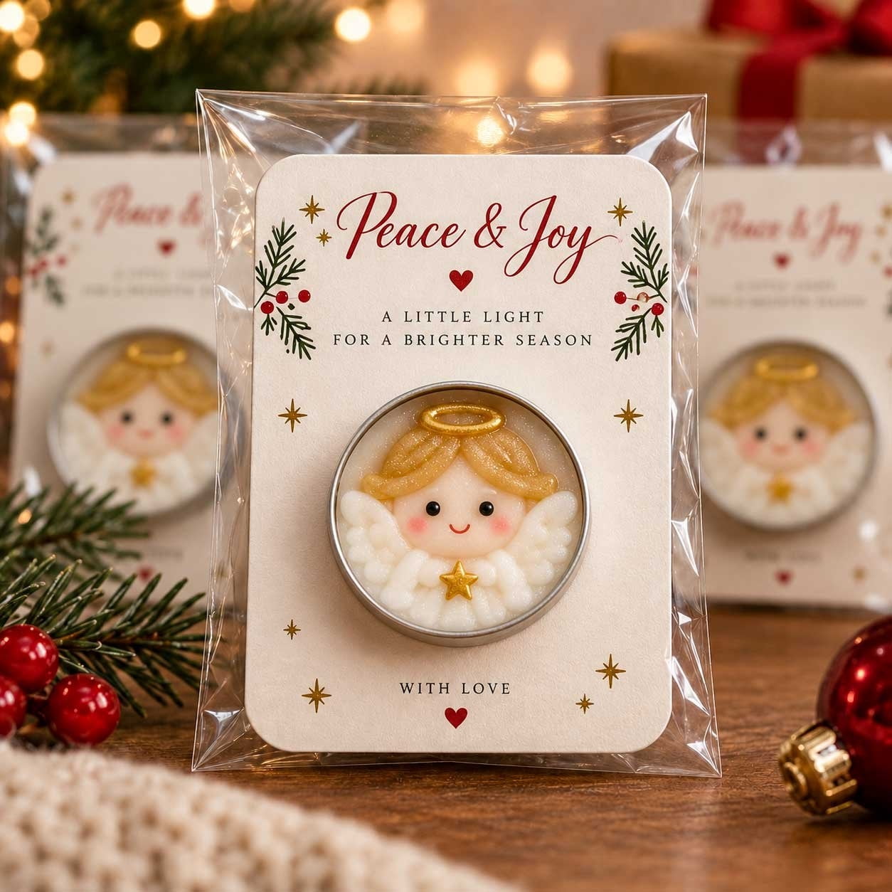 5-Pack Christmas Character Tea Light Candle Gifts, Mini Metal Tin ...