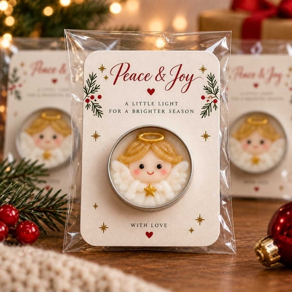 5-Pack Christmas Character Tea Light Candle Gifts, Mini Metal Tin ...