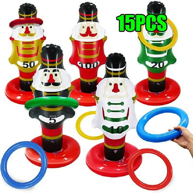 5 Pack Christmas Nutcrackers Inflatable Ring Toss Game for Christmas ...