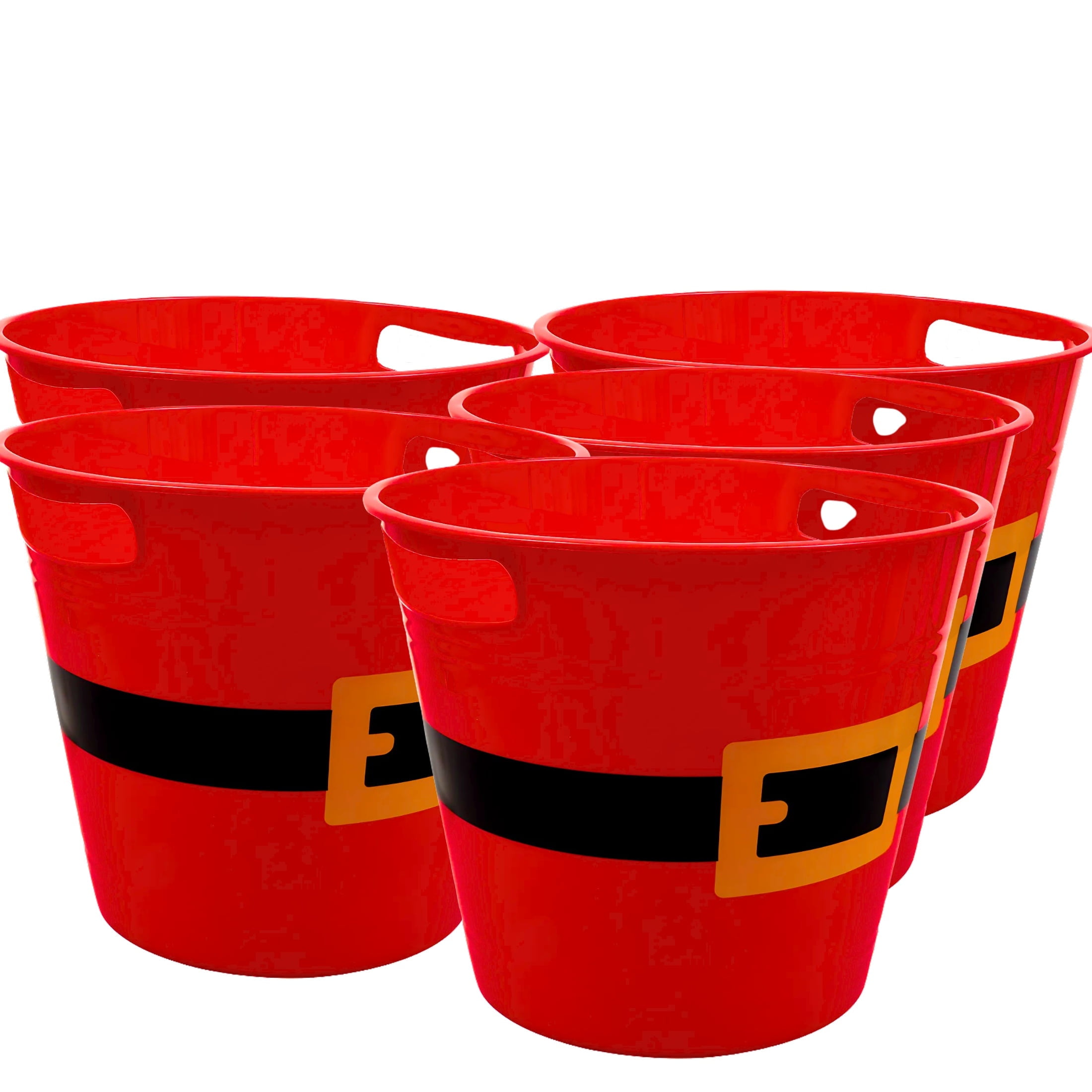 5-Pack Christmas Santa Belt Buckets, 7.95in. x 8.32in. Holiday Gift Red ...