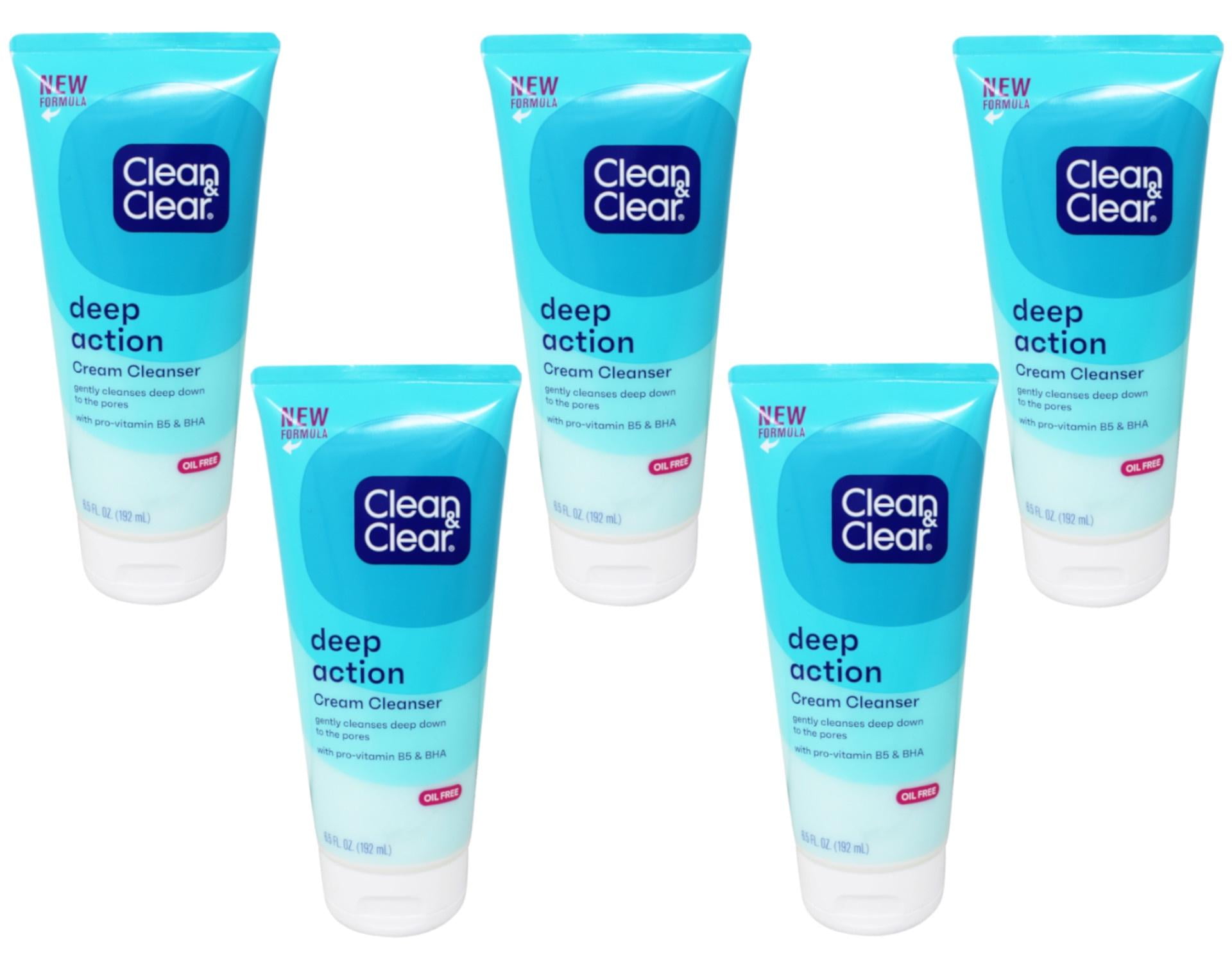 5 Pack - Clean & Clear Deep Action Cream Cleanser Oil-Free 6.50 oz Each ...