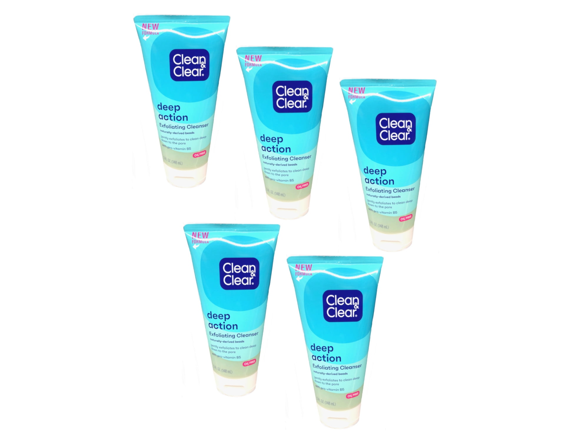 5 Pack - Clean & Clear Deep Action Exfoliating Cleanser, 5 Oz ...