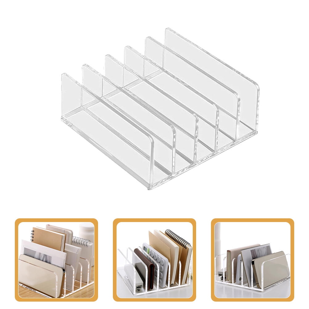 5 Pack Clear Acrylic File Organizer 5 Sections Acrylic Desk File Sorter ...