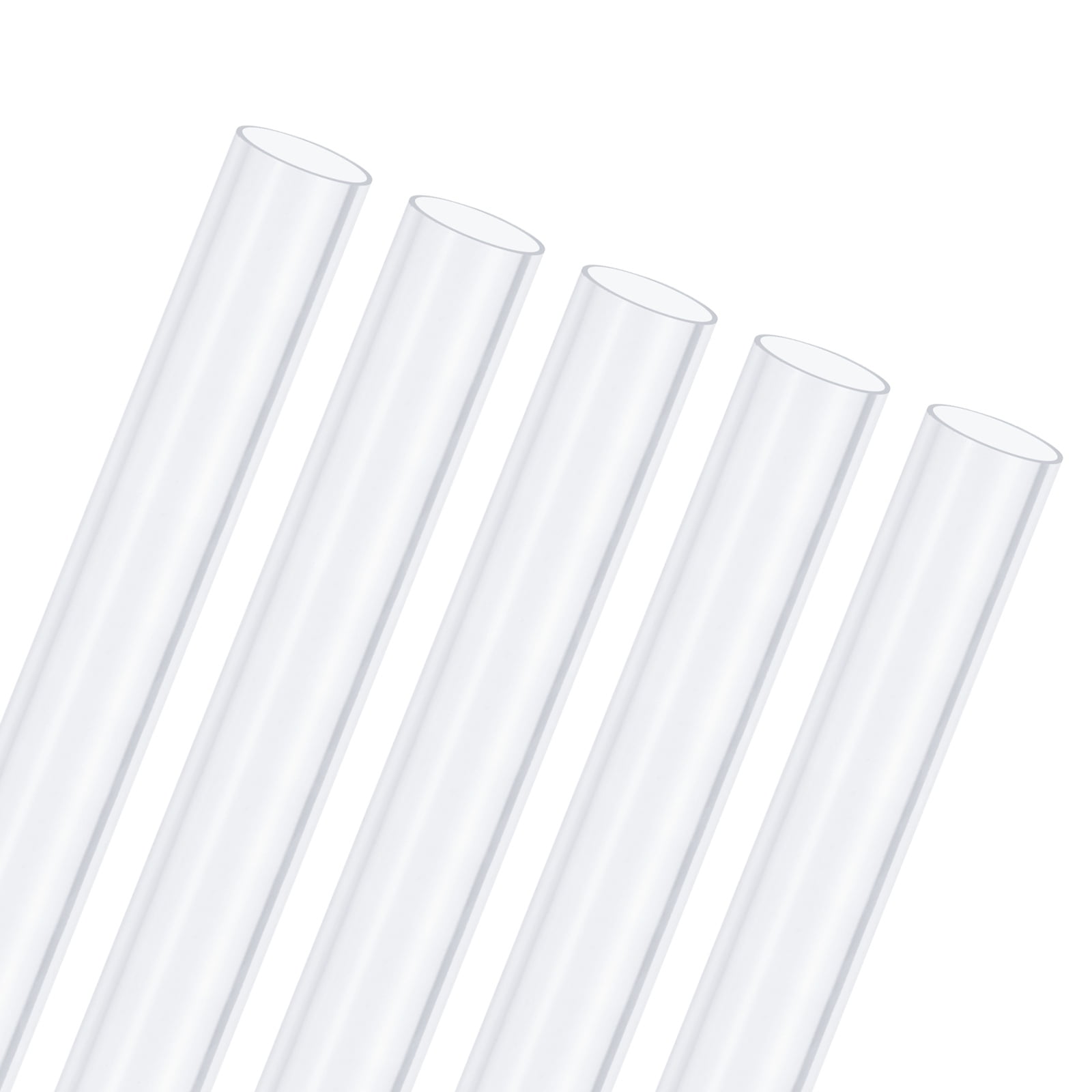 5-Pack Clear Rigid Pipe, 12mm(0.47") ID x 13mm(0.51") OD 0.8ft Round ...
