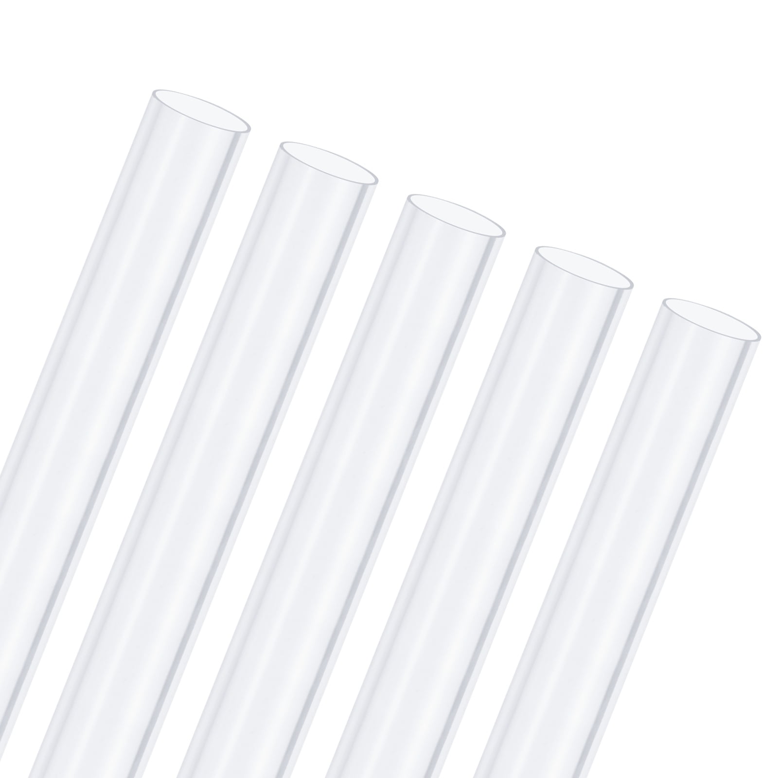 5-Pack Clear Rigid Pipe, 15mm(0.59") ID x 16mm(0.63") OD 0.8ft Round ...