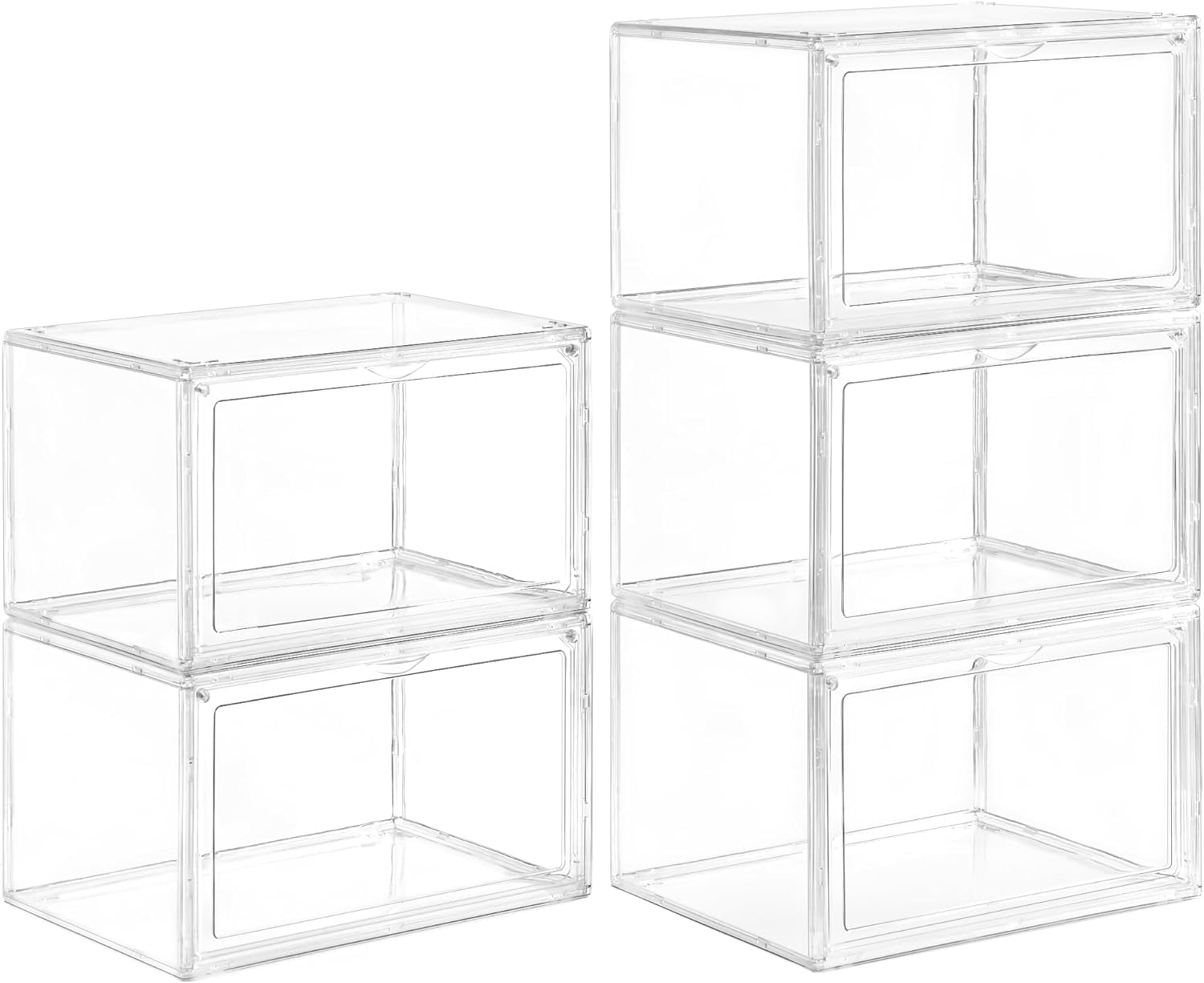 5 Pack Clear Stackable Storage Bins with Lids, 24Qt Plastic Storage ...