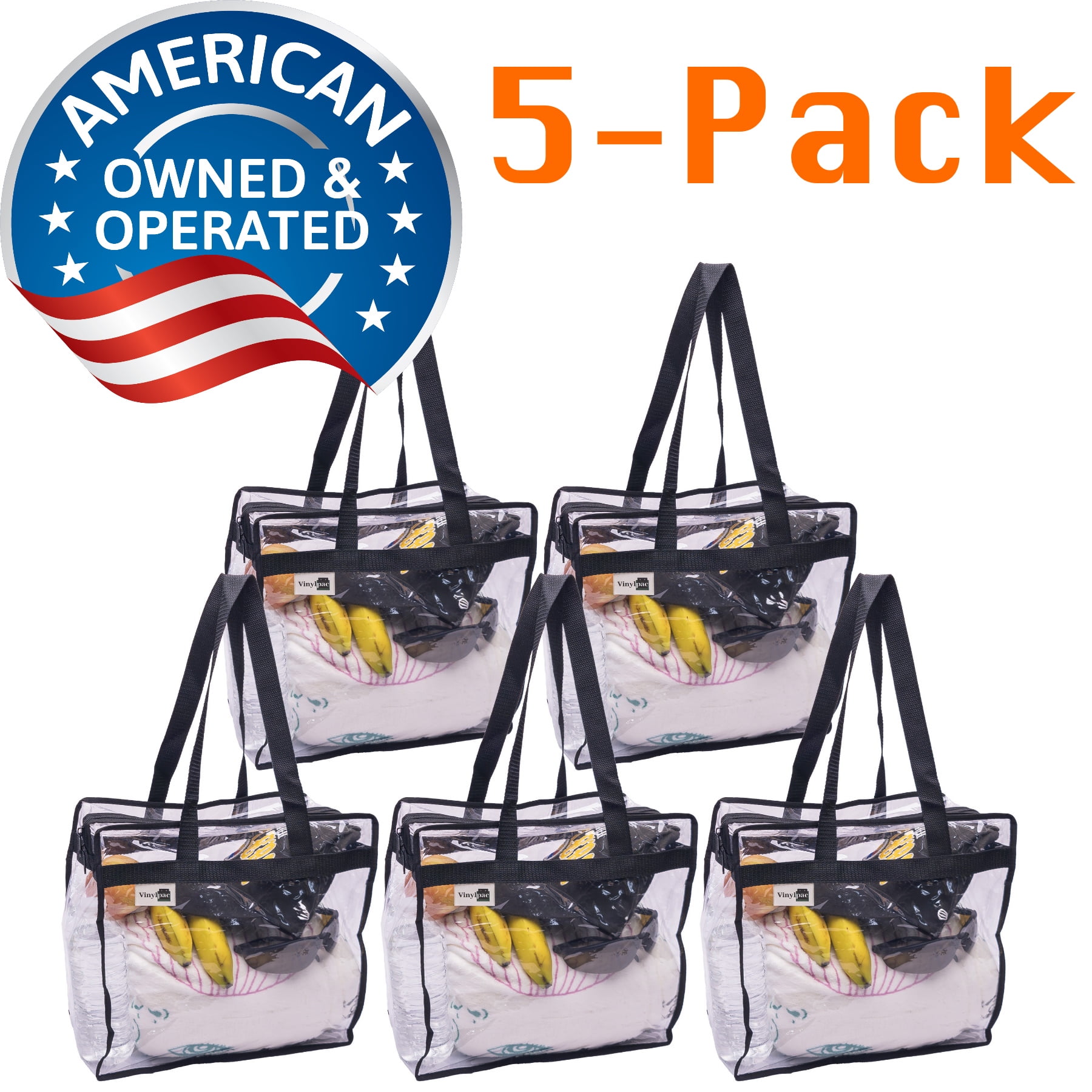 5 Pack Clear Stadium Approved Bags 12x6x12" Large Transparent Vinyl ...