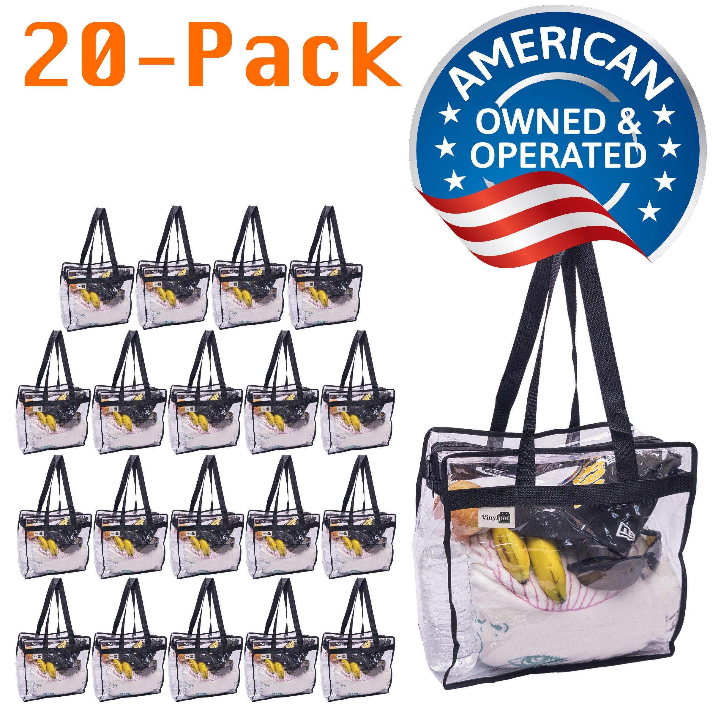 20 Pack Clear Stadium Approved Bags 12x6x12" Large Transparent Vinyl ...