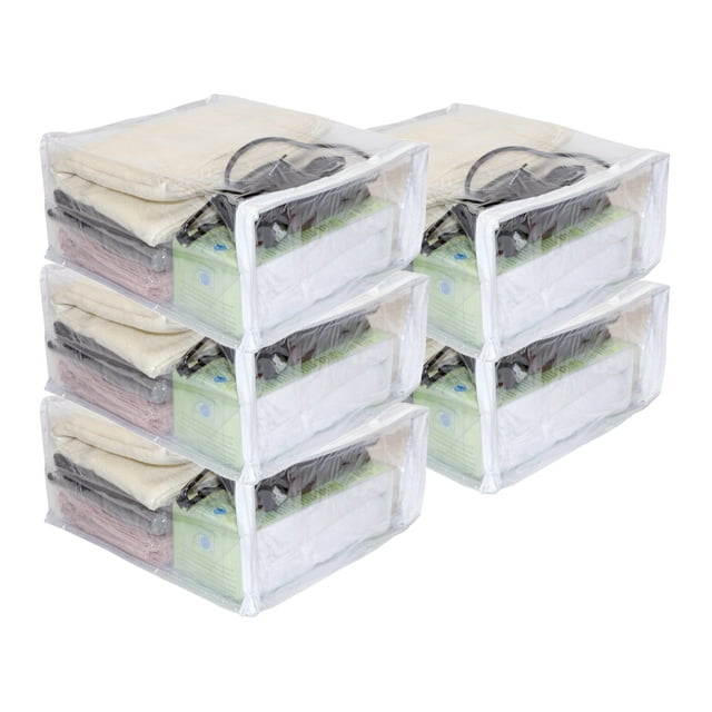 5-Pack Clear Vinyl Zippered Storage Bags 9 x 11 x 5 Inch with 7.5 ...