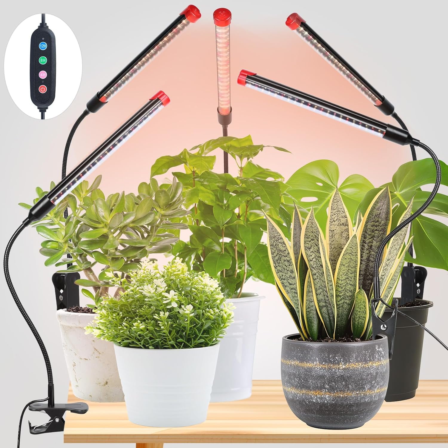 5-Pack Clip Grow Lights for Indoor Plants with Timer 4,8,12 Hr, 9W ...