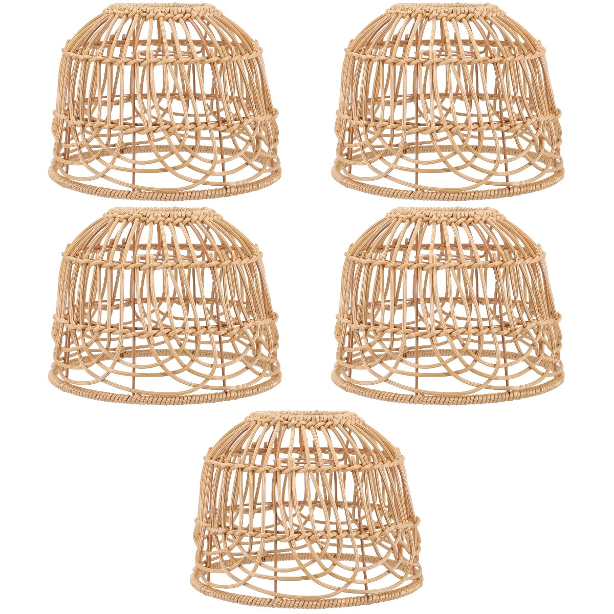 5 Pack Clip Lamp Shades Standard Bulb Wicker Rattan Lampshade for ...