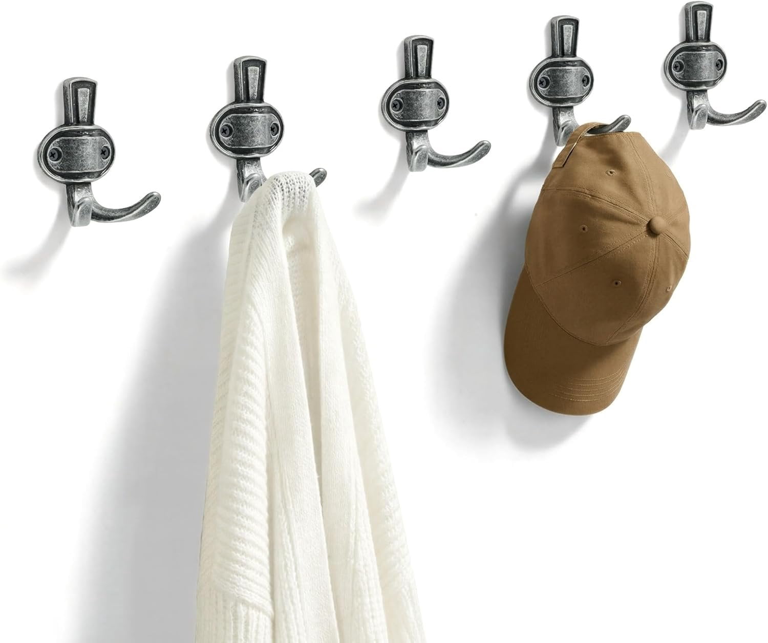 5 Pack Coat Hooks - Antique Nickel Coat Hooks Heavy Duty Hooks- wall ...