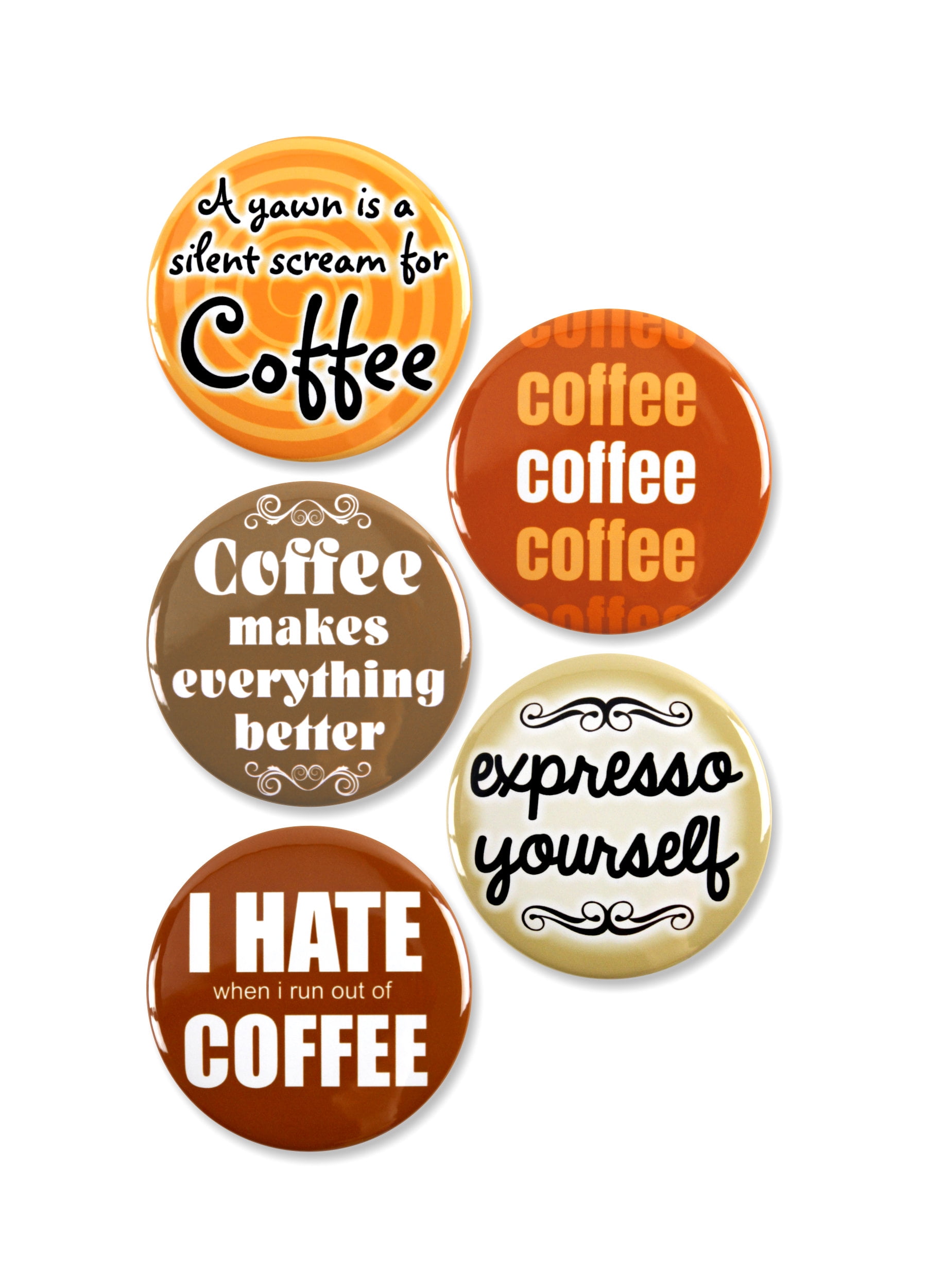 5 Pack - Coffee House Barista Cafe Pinback Button Badges - 2.25 Inch ...