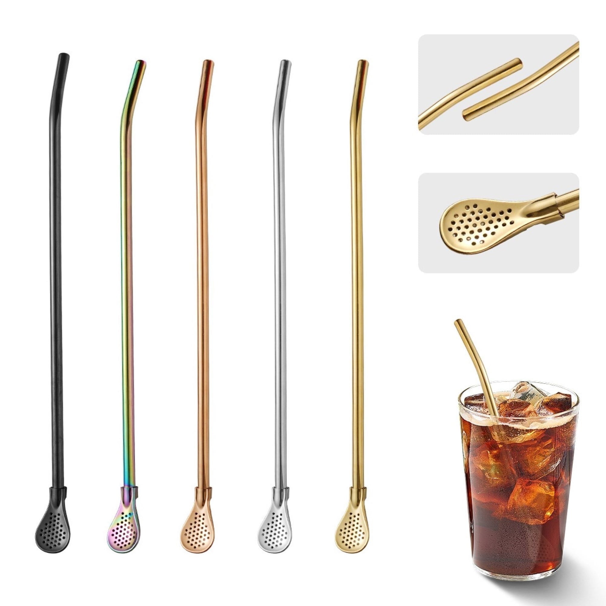 Tivamiko 5-Pack Color-Coded Stainless Steel Straws with Detachable ...