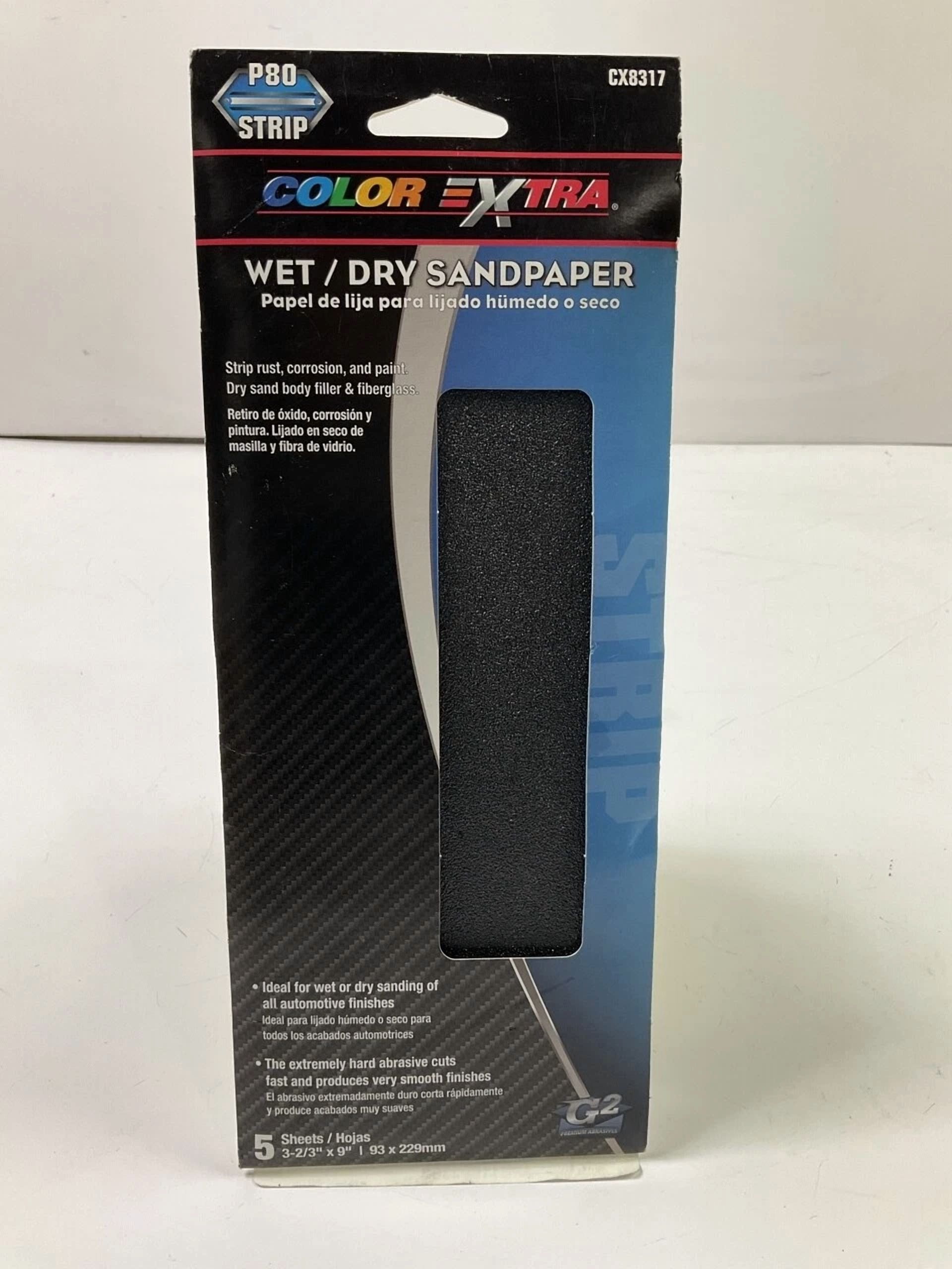 5 Pack - Color Extra Cx8317 Wet/Dry Sandpaper Sheets P80 80 Grit Strip ...