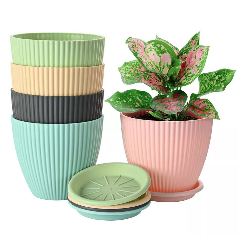 5 Pack Colorful Plastic Flower Pots Plant Succulent Herb Planter For ...