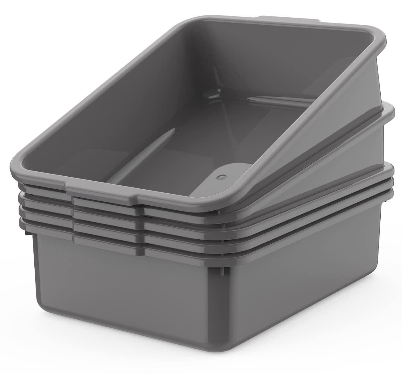 5-Pack Commercial Bus Tubs Box/Tote Box, Plastic Storage with Handles ...