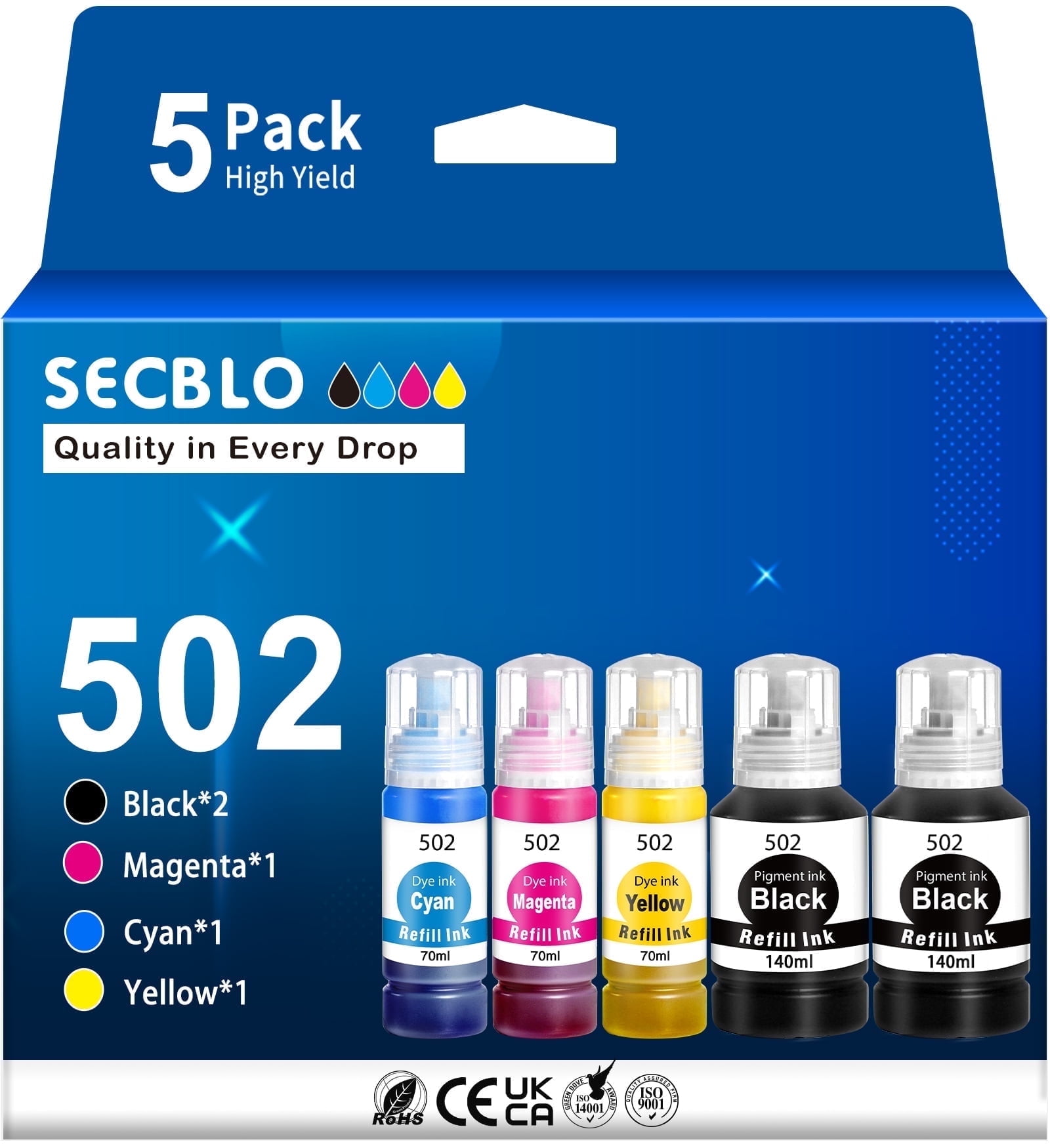502 Ink Refill Bottle for Epson 502 T502 for EcoTank ET-4760 3850 ...