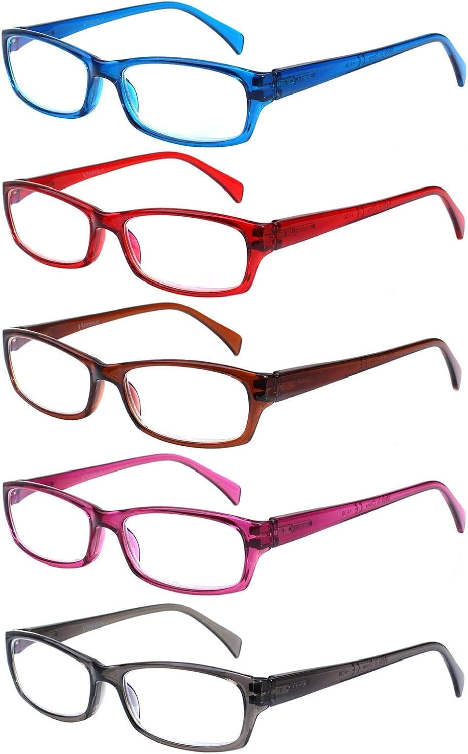 5 Pack Computer Reading Glasses Men and Women Anti Eyestrain Blue Light ...