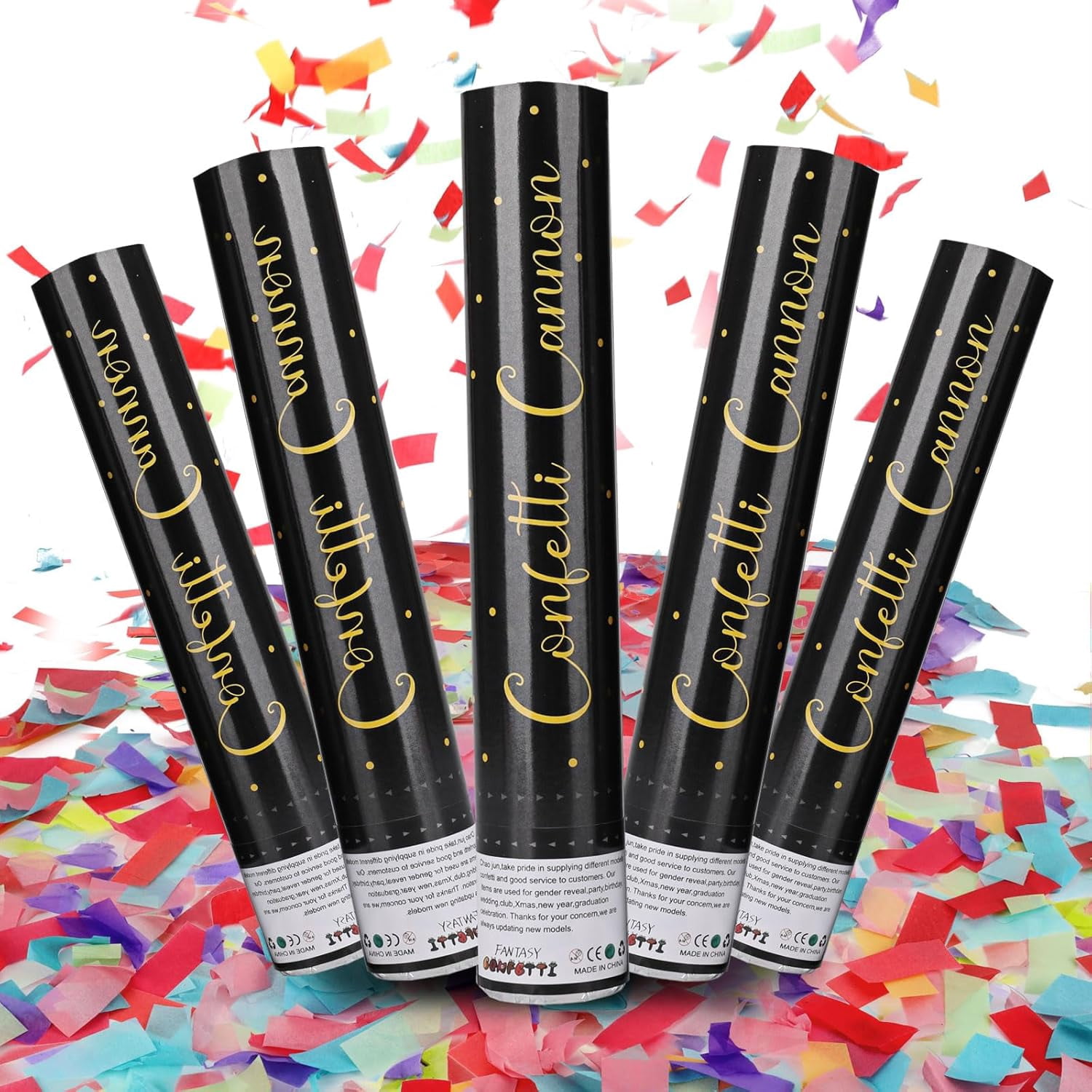 5 Pack Confetti Cannon Biodegradable, 12 Inch Confetti Poppers ...