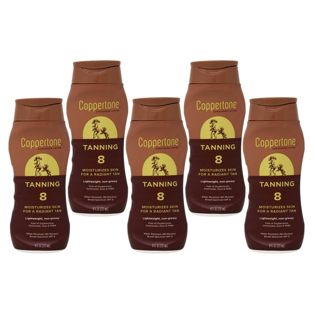 5 Pack Coppertone Tanning Sunscreen Lotion SPF8 8oz Each - Walmart.com