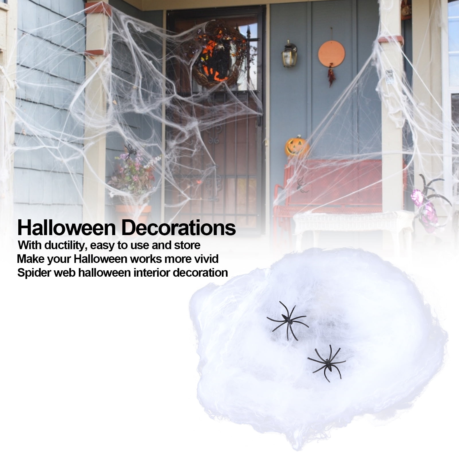 5-Pack Cotton and Plastic Spider Web Decorations for Halloween Indoor ...