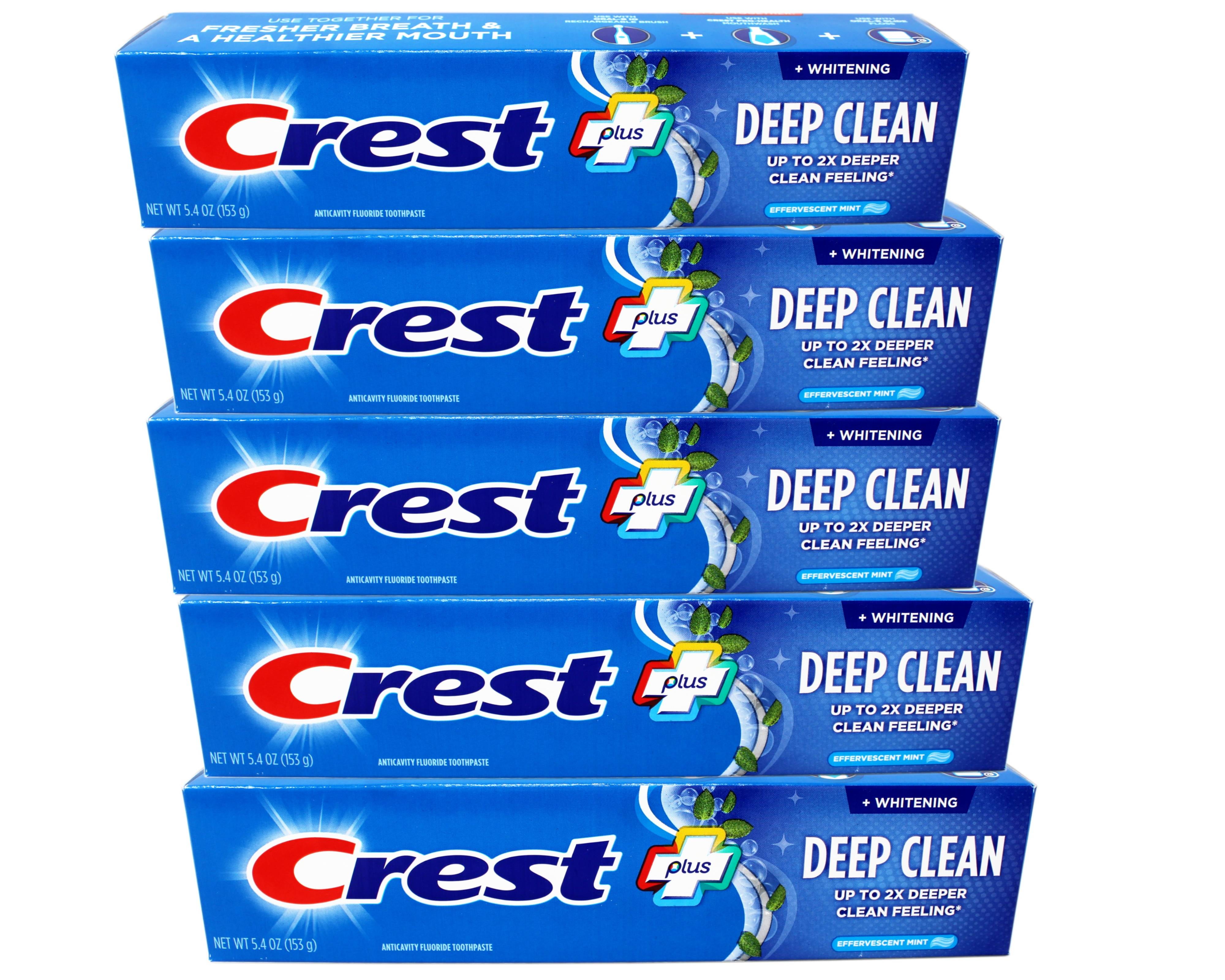 5 Pack - Crest Whitening Plus Deep Clean Toothpaste, Effervescent Mint ...