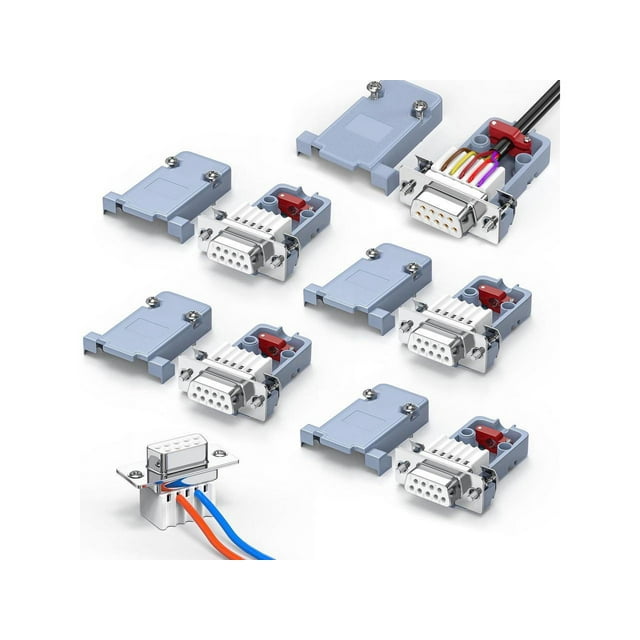 5 Pack DB9 Breakout Connector Female, RS232/RS485 Serial adapters,D-SUB ...