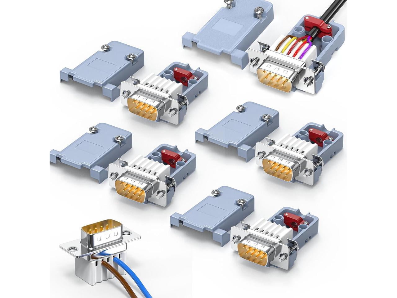 5 Pack DB9 Breakout Connector Male, RS232/RS485 Serial adapters,D-SUB 9 ...