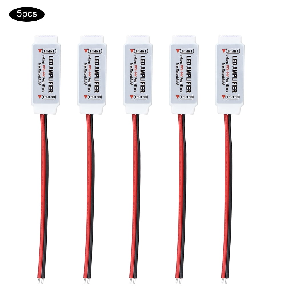 5-Pack DC5-24V 5-Pin Mini RGBW LED Signal Amplifier Strip Accessory for ...